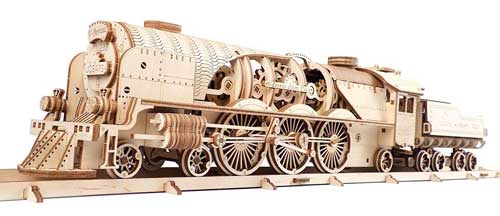 Wooden machines model kits that move with mechanic parts.